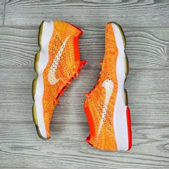 Nike | Shoes | Nike Flyknit Zoom Orange Running Shoes Mesh Style Tennis ...